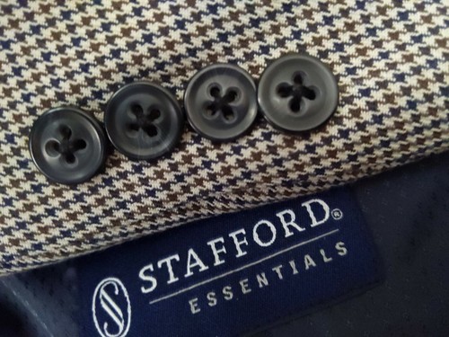 48R Stafford Brown Tooth Check ALL-SEASON Sport Coat Blazer Jacket blue ...