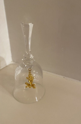 Disney Mickey Mouse Clear Glass Bell Gold Pluto Dog Charm Clapper ...