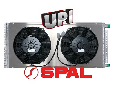 24v Remote Mount Parallel Flow A/C Condenser w Dual 9 SPAL Puller Fans ...