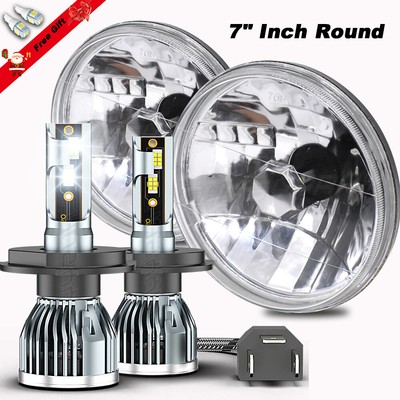 Pair 7" inch Led Round Headlight Kit HI-LO For Chevy Chevelle SS 1971 ...