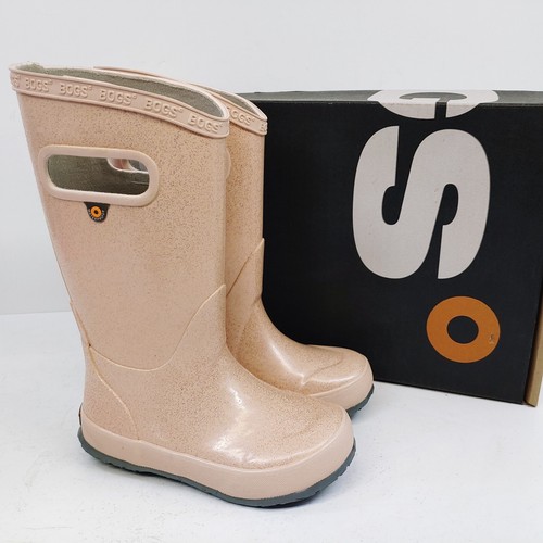 Bogs Rose Gold Glitter Rain Mud Boots Girls Size 10 Toddler Waterproof ...