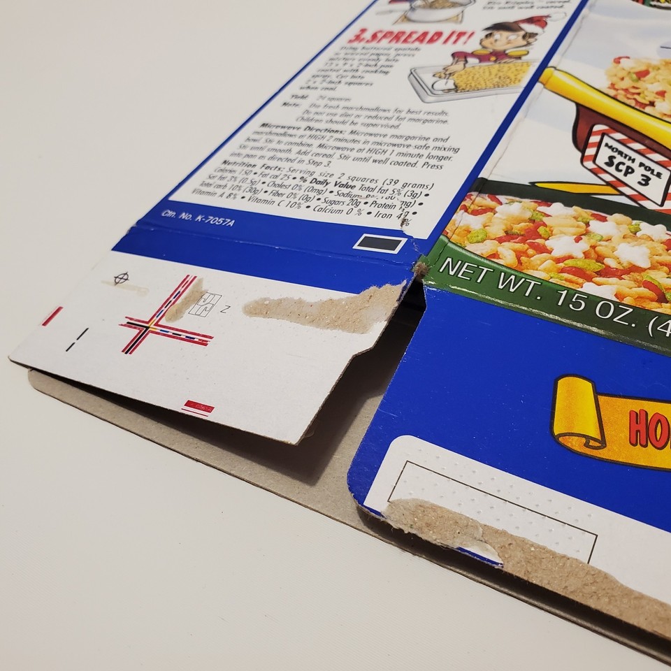 KELLOGS Cereal Box 1996 Rice Krispies HO HO HOLIDAY Snap Crackle Pop ...