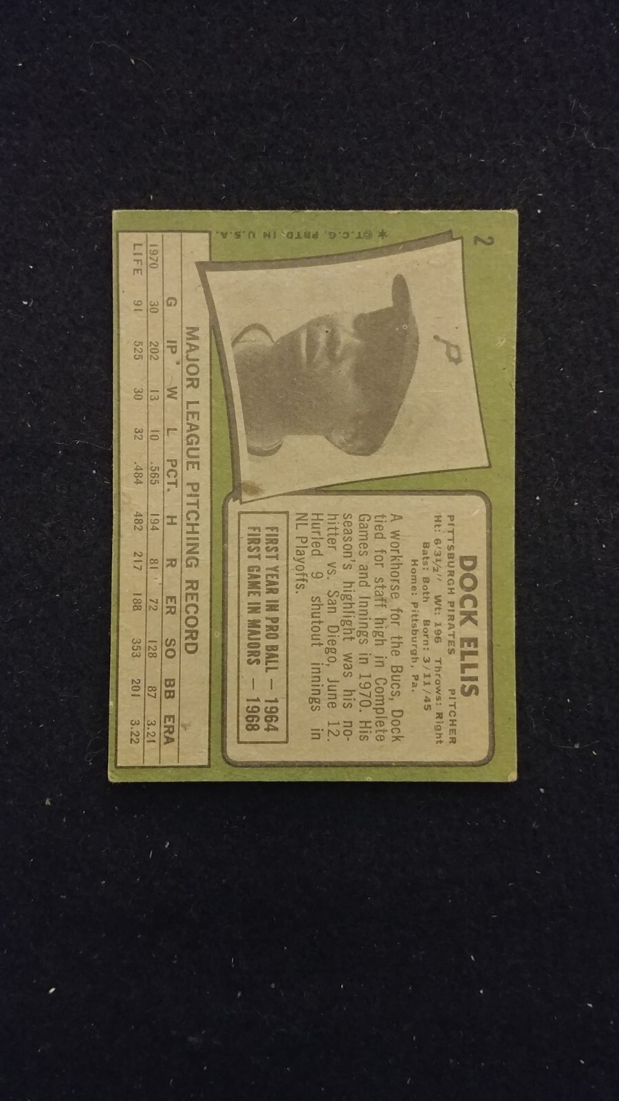 1971 Topps baseball card # 2 Dock Ellis ( VERY GOOD CONDITION ) | eBay