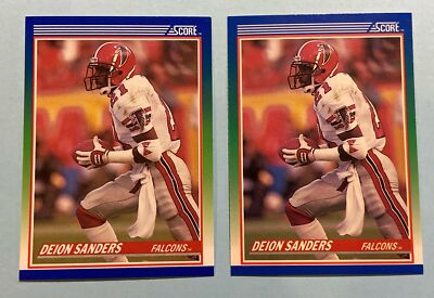 (2) 1990 Score Deion Sanders Atlanta Falcons #95 Football Card COACH ...