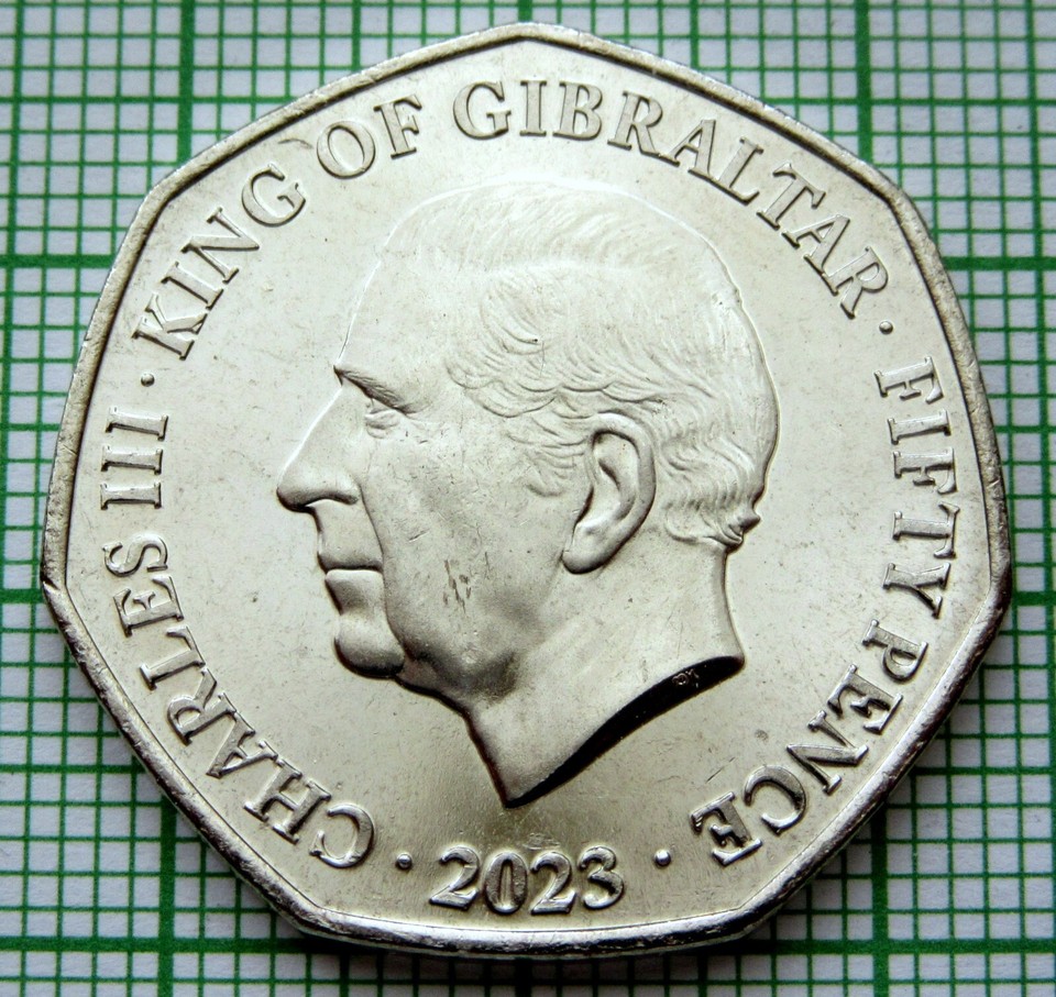 GIBRALTAR 2023 50 PENCE, King Charles III Coronation - Westminster ...