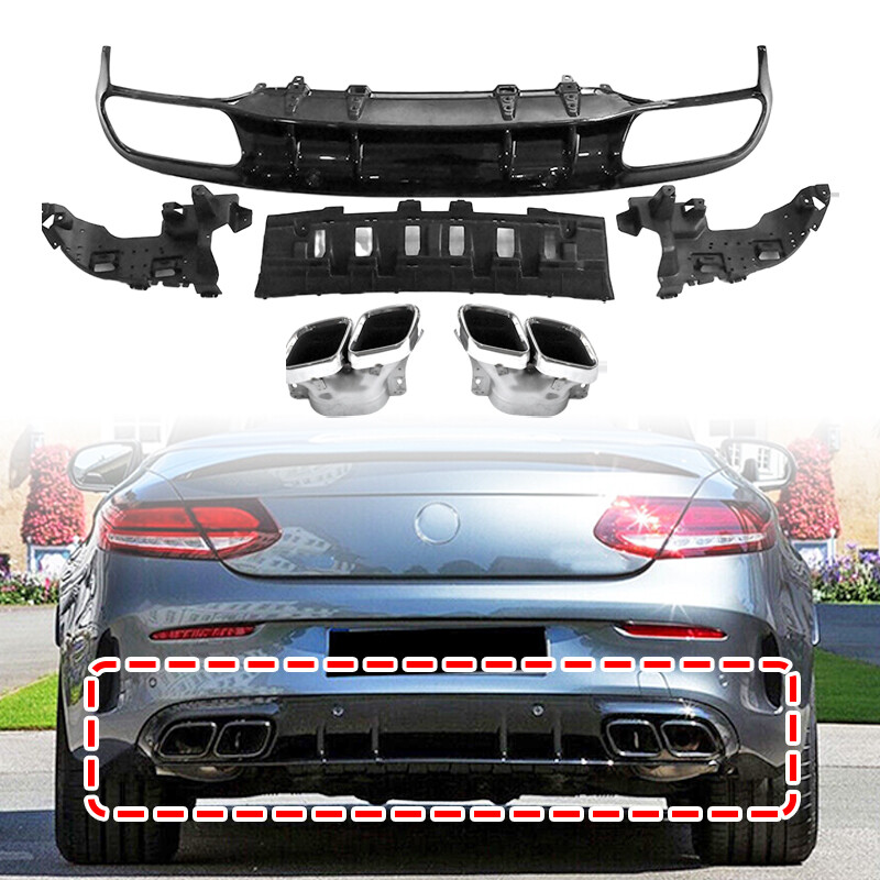 Rear Diffuser with Exhaust Tips For Mercedes C205 A205 AMG Coupe 2015 ...