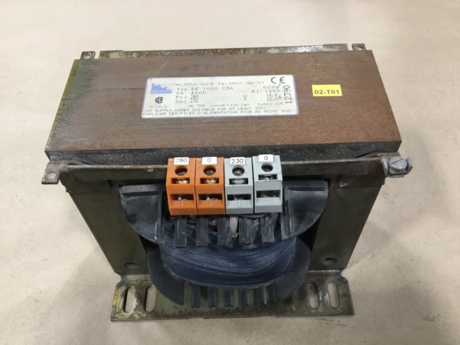 Rathgeber EE 1000 CSA Transformer 4600 VA 280/230 #926DKA8PR2 | eBay