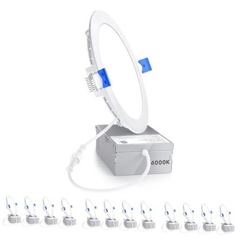 12 Pack 6 Inch LED Recessed Ceiling Light, Dimmable, 6 inch 4000k ...