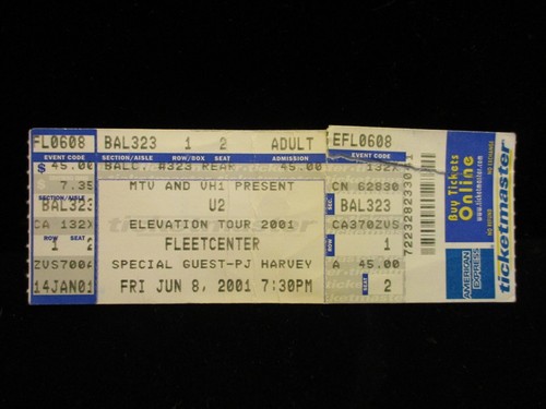U2 Elevation Tour 6/8/2001 Fleetcenter TD Garden Boston PJ Harvey ...