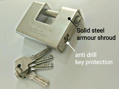 High Security 90mm Padlock Container Monoblock Garage Trailer Lock Box ...