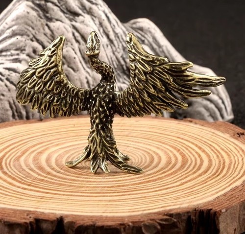 Brass Phoenix Bird Animal Statue Small Sculpture Tabletop Figurine ...