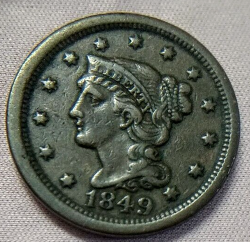 1849 BRAIDED HAIR LARGE CENT 1C *VF/XF DETAIL* *REAL NICE COLLECTOR ...