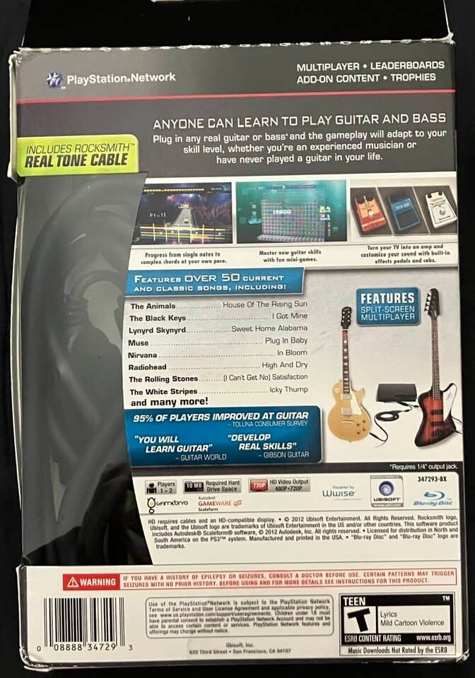 Rocksmith (Sony PlayStation 3, 2011) w/ cable *Brand New & Complete in ...