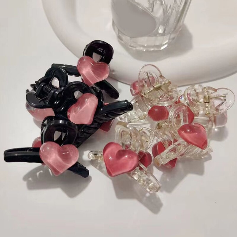 Ponytail Side Hair Small Hair Clip with Pink Heart Decors Girl Spring ...