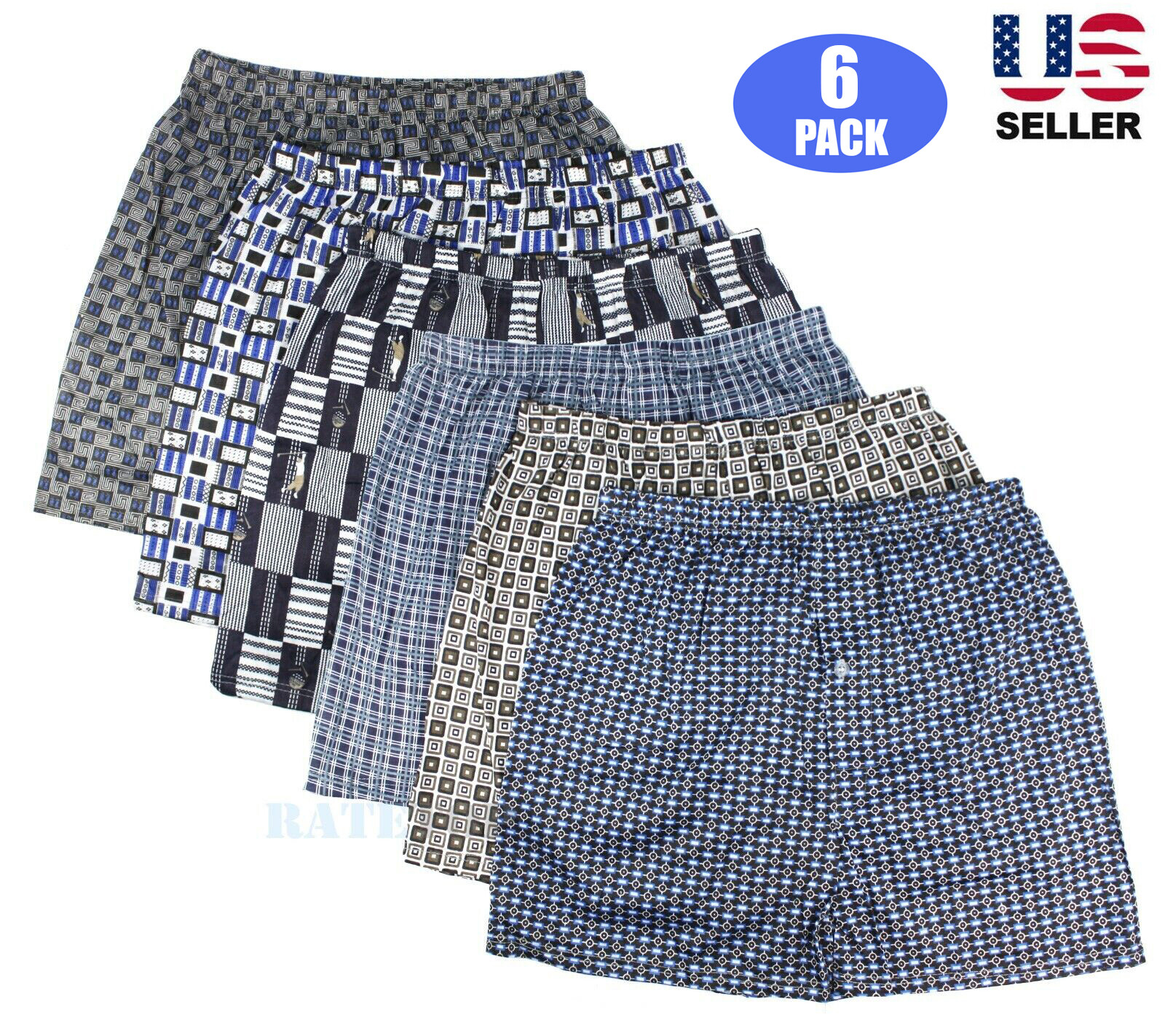 6 Pack Men Boxers Shorts Trunks Underwear Plaid Checks Woven Boxer ...