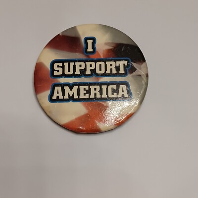 USA American Flag Red White Pin Pinback Button Patriotic I Support ...