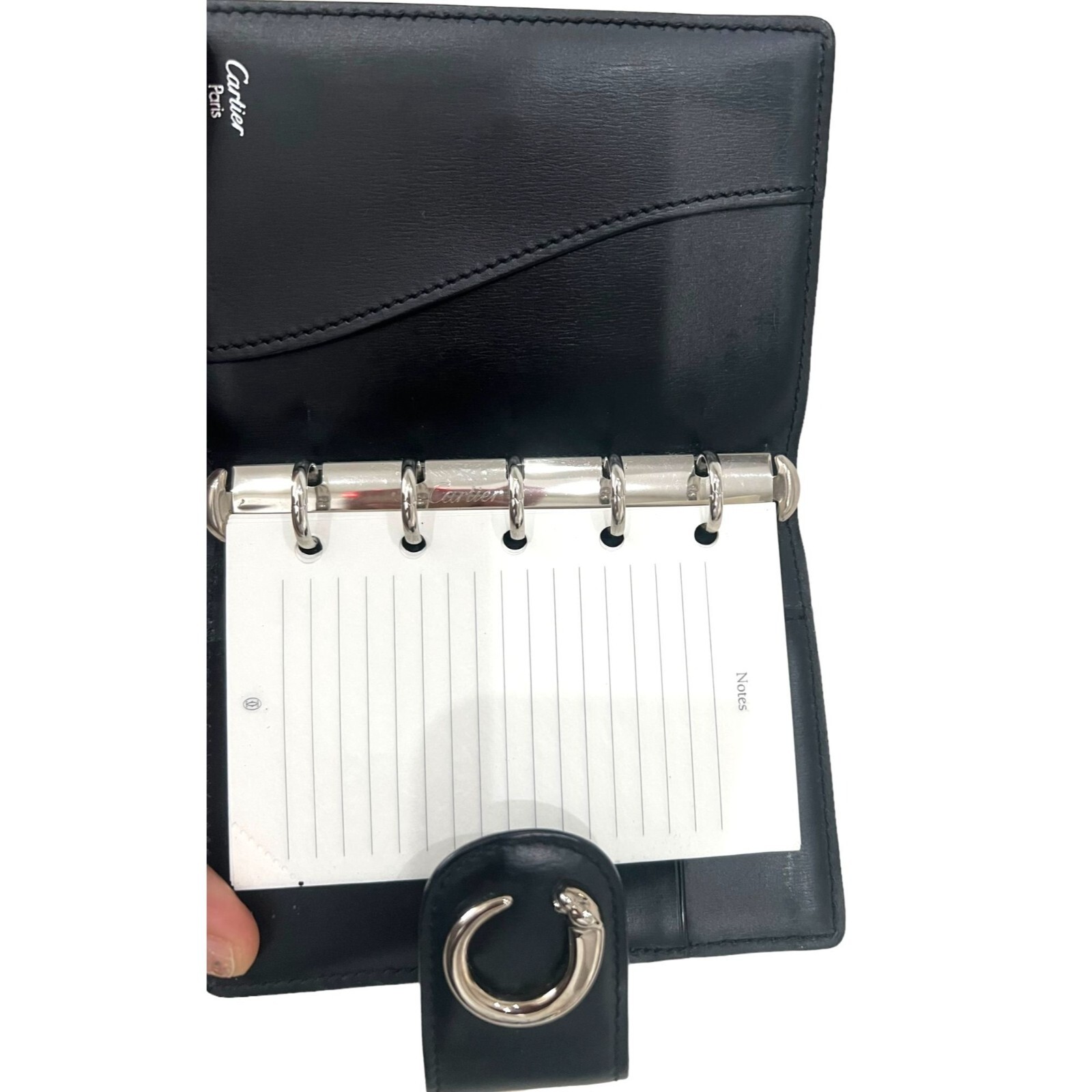 CARTIER Panther Logo Black Agenda Notebook Cover #1294 - Gem