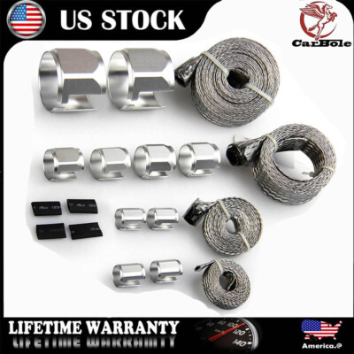Braided Hose Steel Sleeve Sleeving Kit Radiator Heater Fuel Line Cover ...