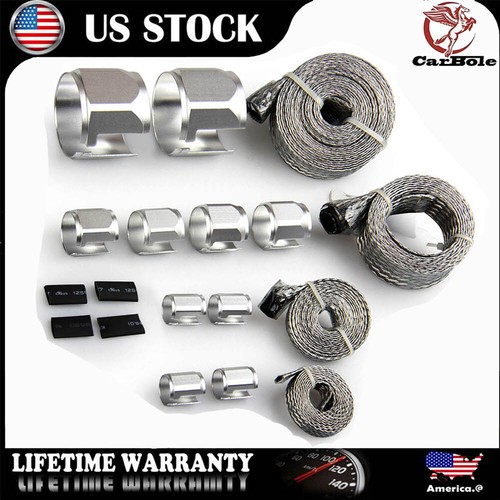 Braided Hose Steel Sleeve Sleeving Kit Radiator Heater Fuel Line Cover ...