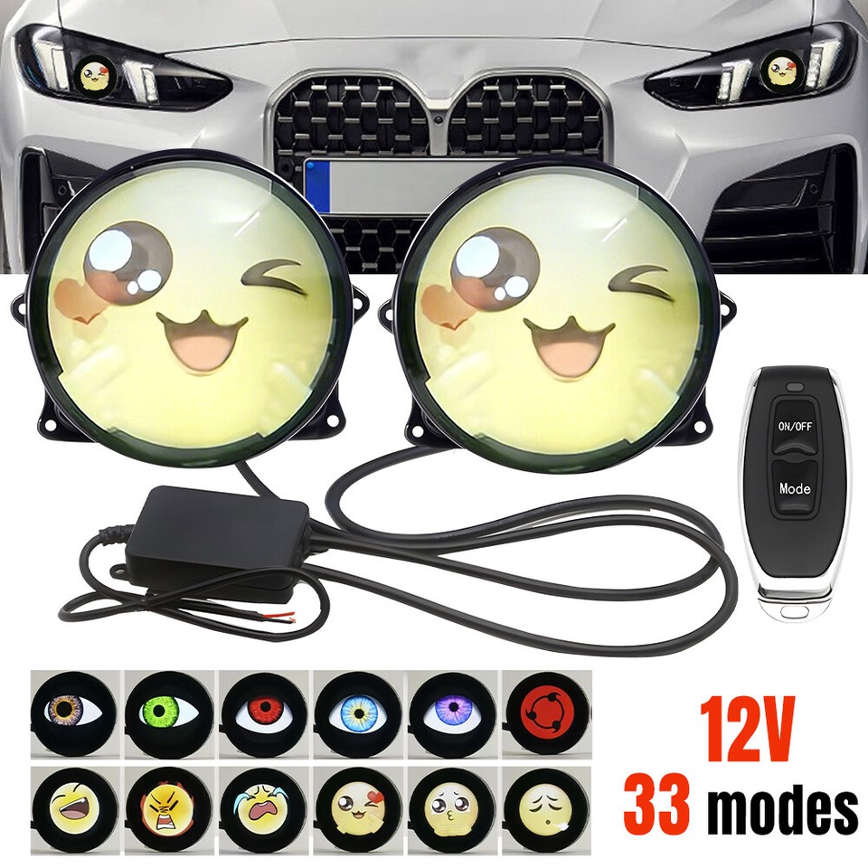 Devil Eyes LED headlights dynamic remote control 33 modes of lenses ...
