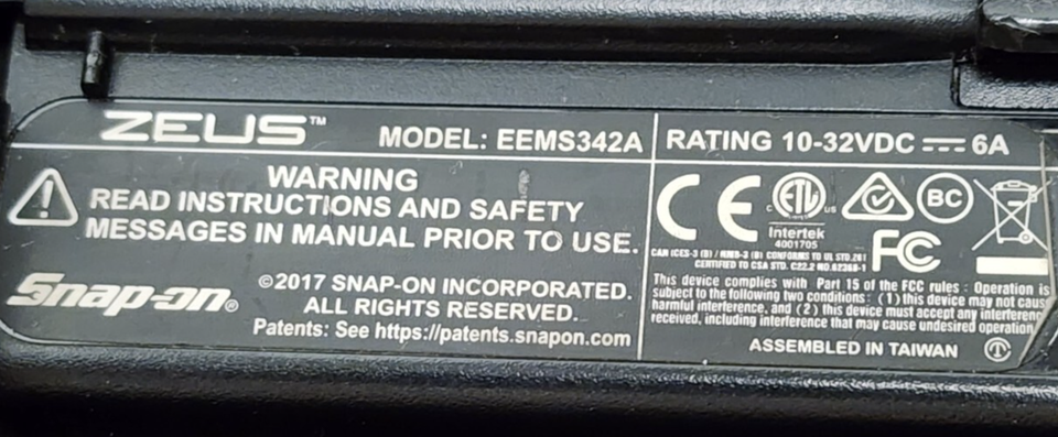 Snap-On ZEUS W/ Newest Update 25.2 W/ Docking Station & Compact Scan ...