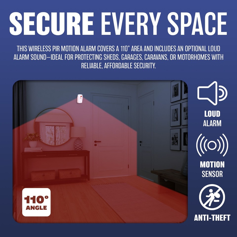 NEW WIRELESS PIR MOTION SENSOR ALARM + 2 REMOTE CONTROLS HOME GARAGE ...