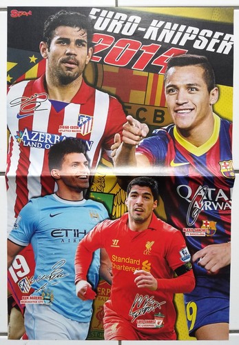Bravo Sport POSTER Euro Knipser 2014 Suarez Aguero Sanchez Costa ...
