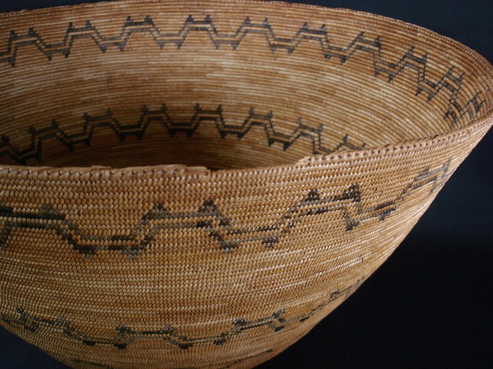 A very large early Mono Paiute basket, Native American Indian Basket, c ...