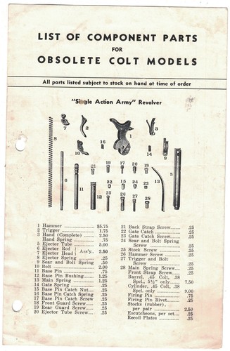 List of Component Parts for Obsolete Colt Models (Handguns) | eBay