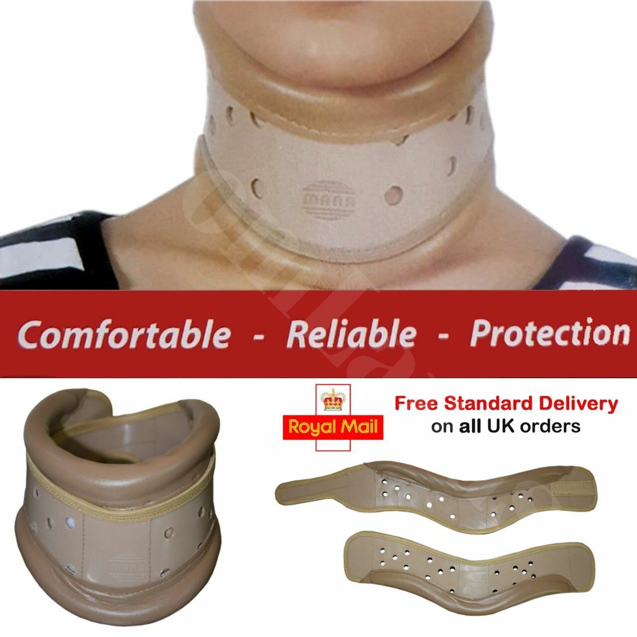 NECK SUPPORT Cervical Collar Adjustable Rigid Brace Whiplash DiscLocked ...