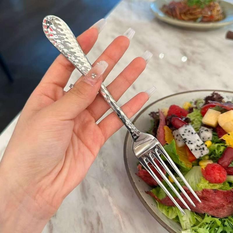 Stainless Steel Dinner Fork Long Handle Table Forks Set Korean Cutlery ...