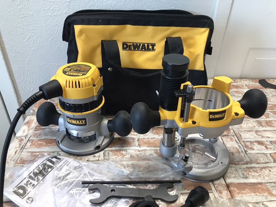 DEWALT Router Kit 2 1/4 HP Plunge Fixed Base Variable Speed DW618 ...
