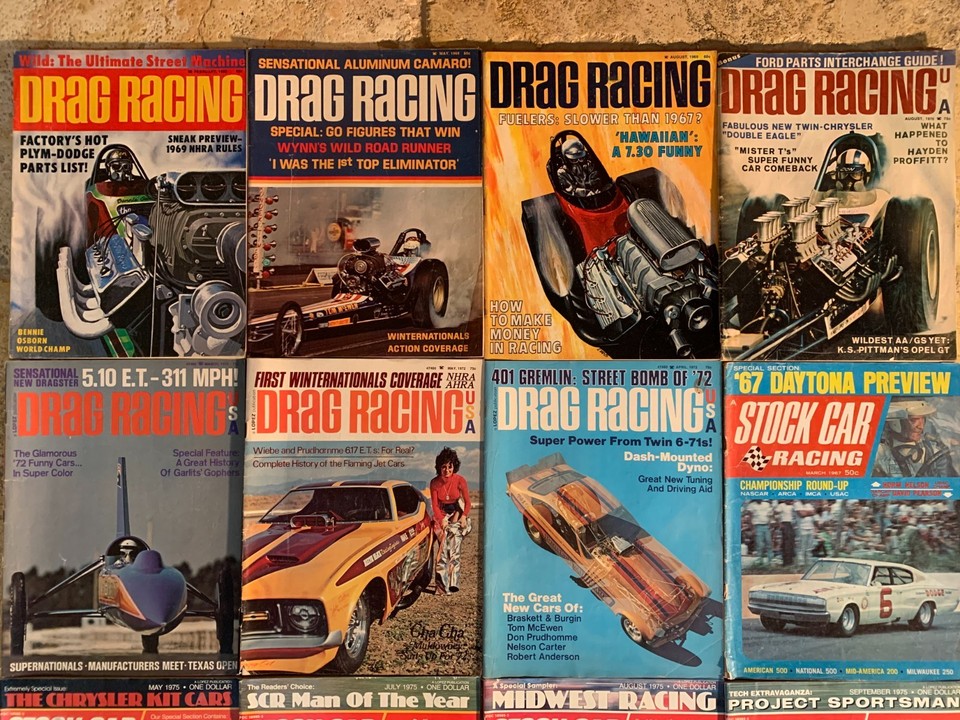 Lot Of 15 Vintage Drag Racing and Stock Car Magazines 1967 thru 1977 ...