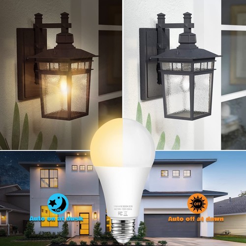 A19 Dusk to Dawn Sensor Light Bulbs Outdoor 100 Watt Equivalent, 11W ...