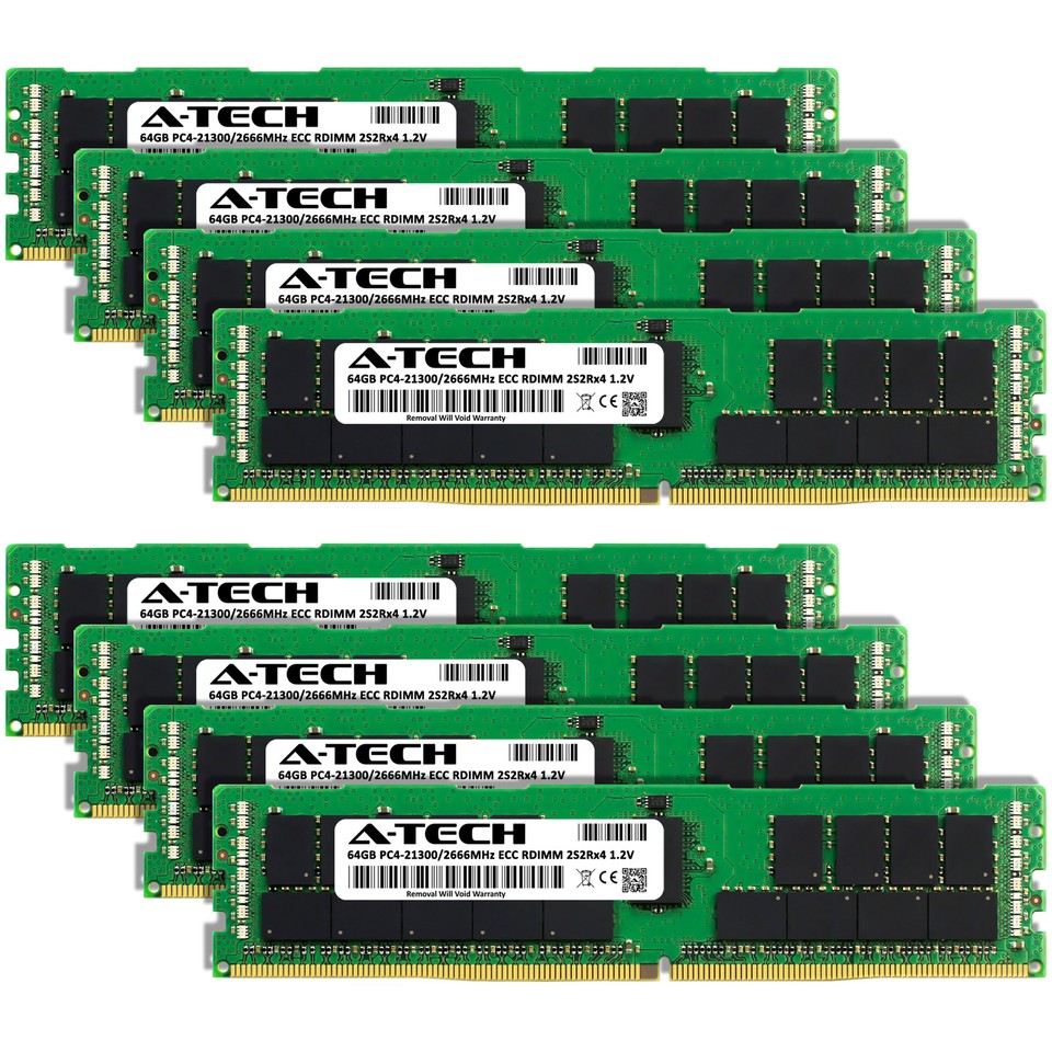 A-Tech 512GB 8x 64GB 2S2Rx4 4Rx4 PC4-21300 2666 ECC REG RDIMM Server ...