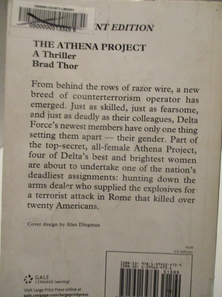 Large Print BRAD THOR see photo/synopsis The Athena Project | eBay