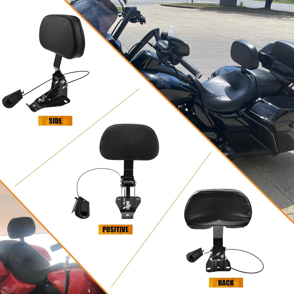 Adjustable Driver Backrest with Mounting Kit Compatible with Harley ...
