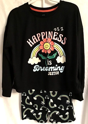 NWT! Girls' Justice Sleep Long Sleeve Top & Bike Short Set Black Size ...