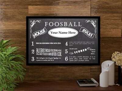 PERSONALIZED VINTAGE CHALKBOARD LOOK FOOSBALL RULES POSTER - FRAMED | eBay