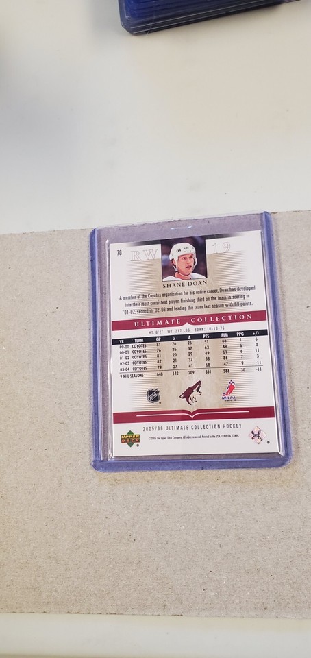 2005-06 SHANE DOAN UPPER DECK ULTIMATE COLLECTION CARD 243/599 COYOTES ...
