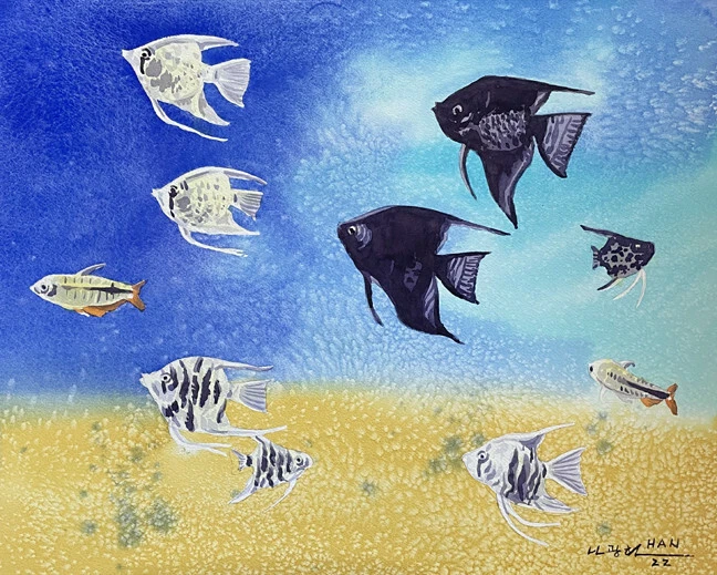 Watercolor Angel Fish