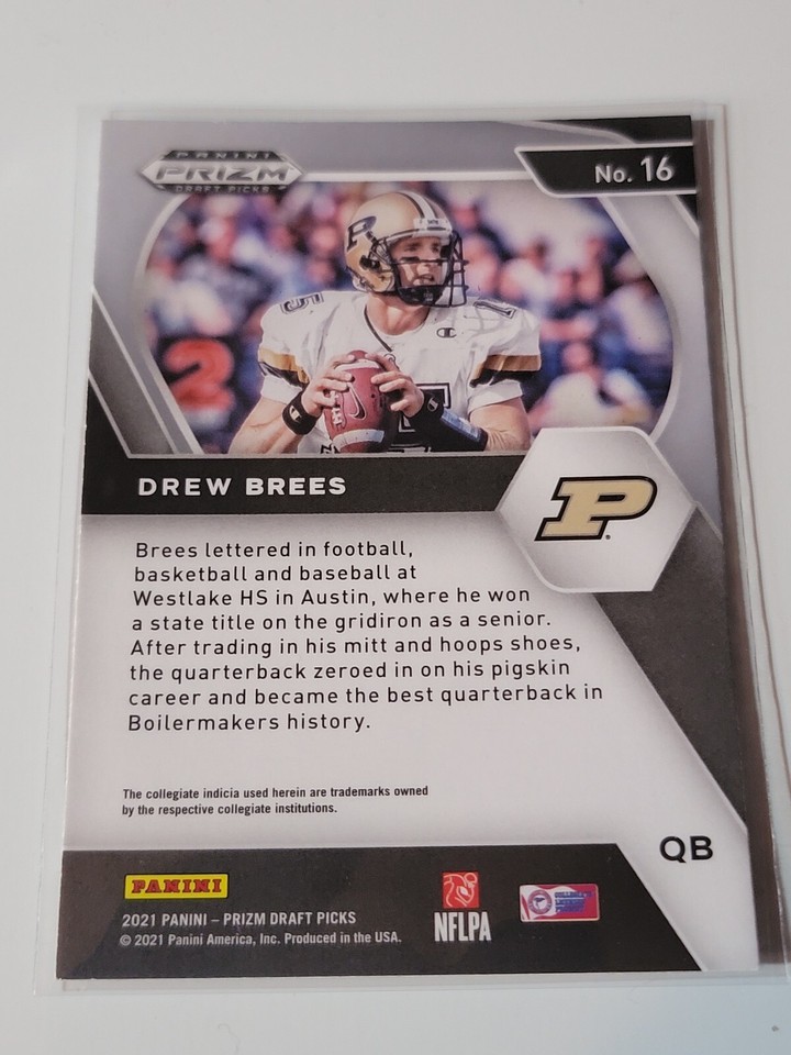 DREW BREES 2021 Panini Prizm Draft #16. PURDUE | eBay