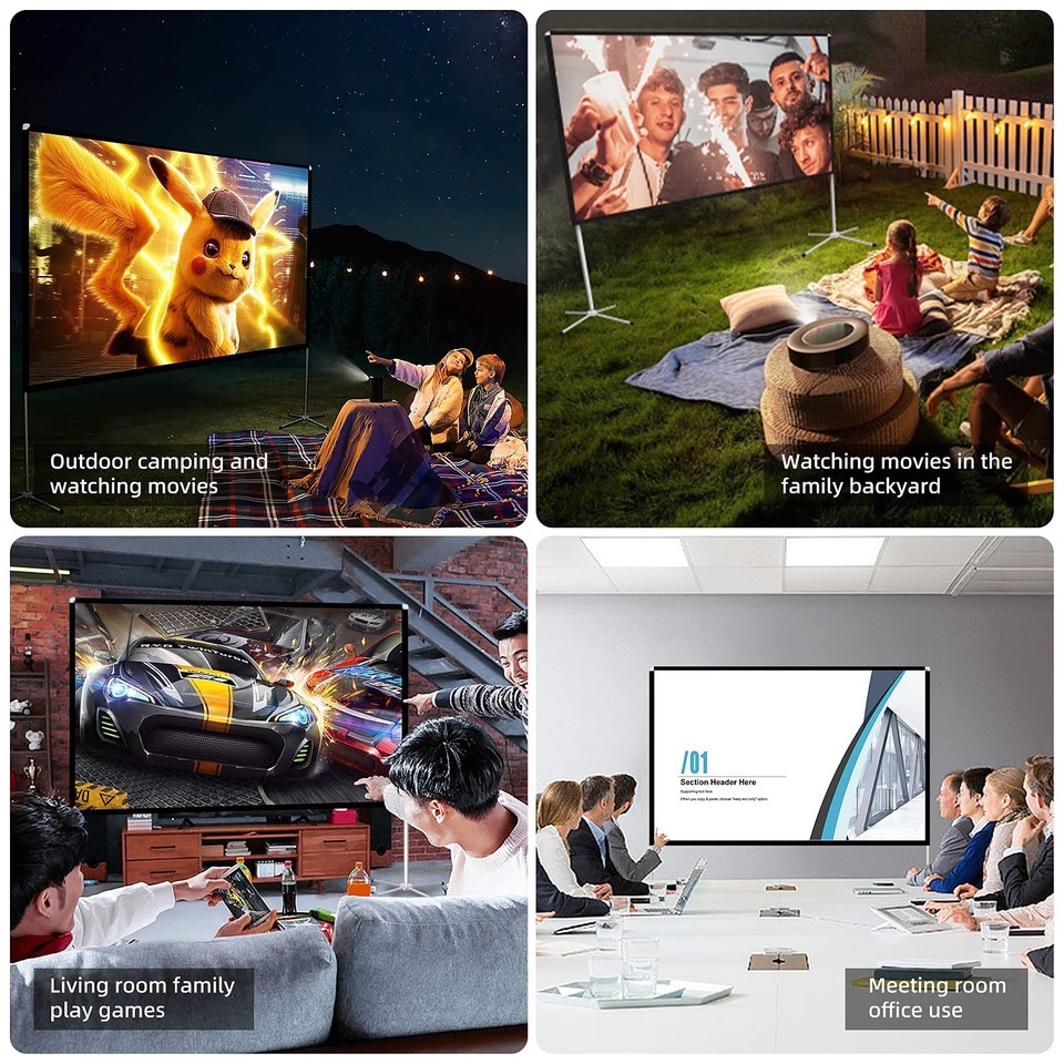 Portable Projector Screen with Stand Outdoor: Camping Projection Screen ...