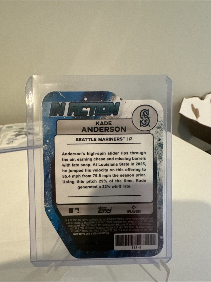 Kade Anderson 2025 Bowman Draft In Action Black Refractor /5 Mariners ...
