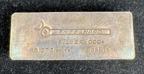 Very Rare Engelhard 16.075oz Silver Bar Extruded Bull Hallmark Original ...