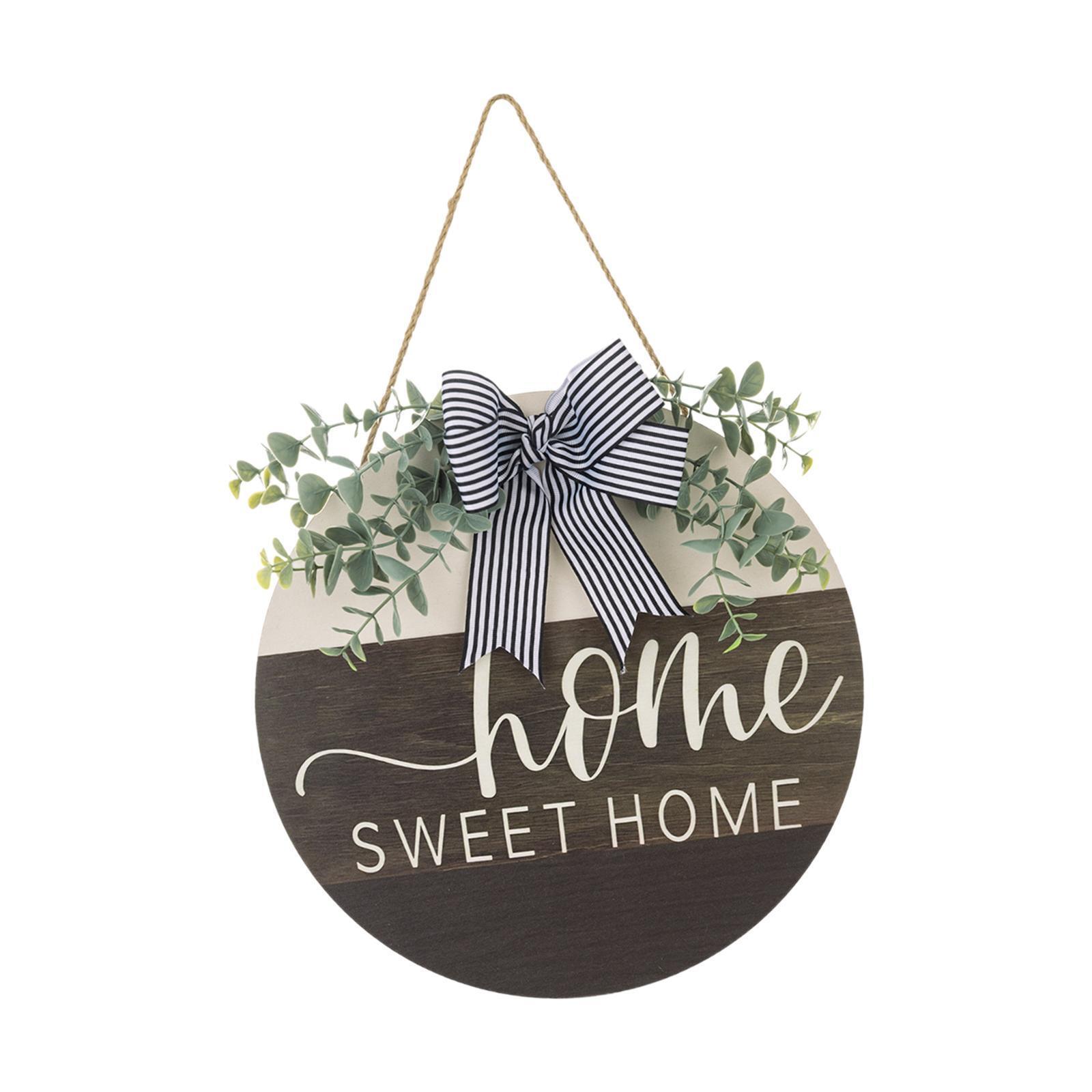 Front Door Hanging Sign with Bow Welcome Wreath for Outdoor Farmhouse ...