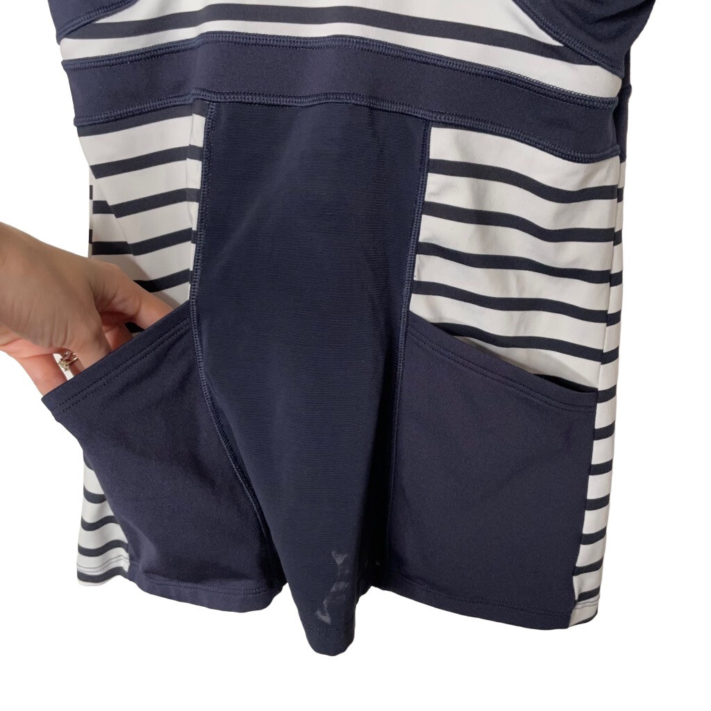 Athleta Navy and White Hyper Stripe PR Tank | eBay