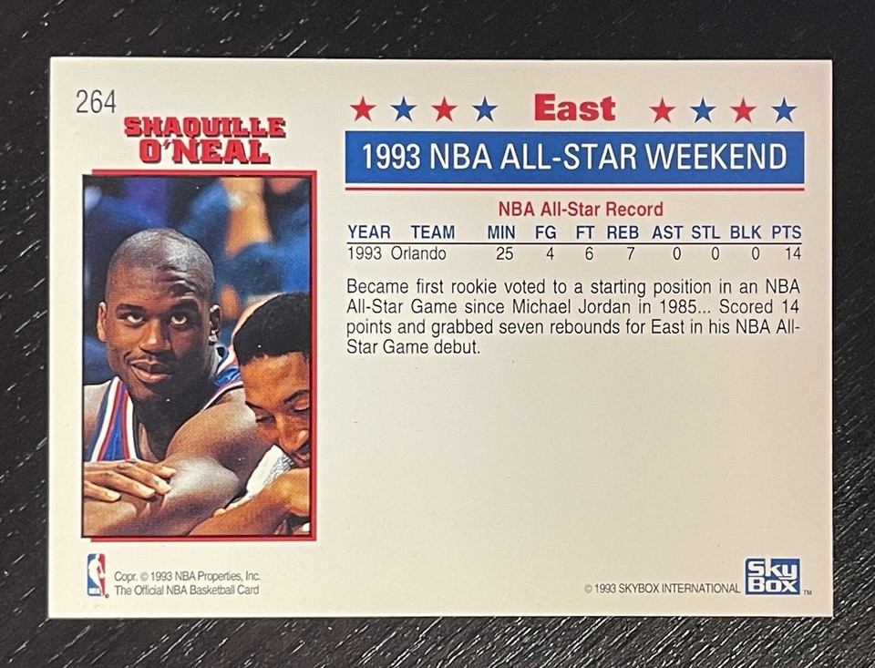 1993-94 NBA Hoops #264 Shaquille O'Neal All-Star Weekend 2nd Year NBA ...