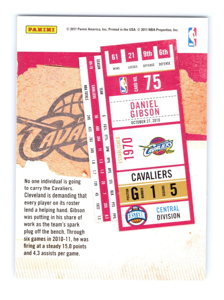 2010-11 Playoff Contenders Patches Basketball #75 Daniel Gibson ...