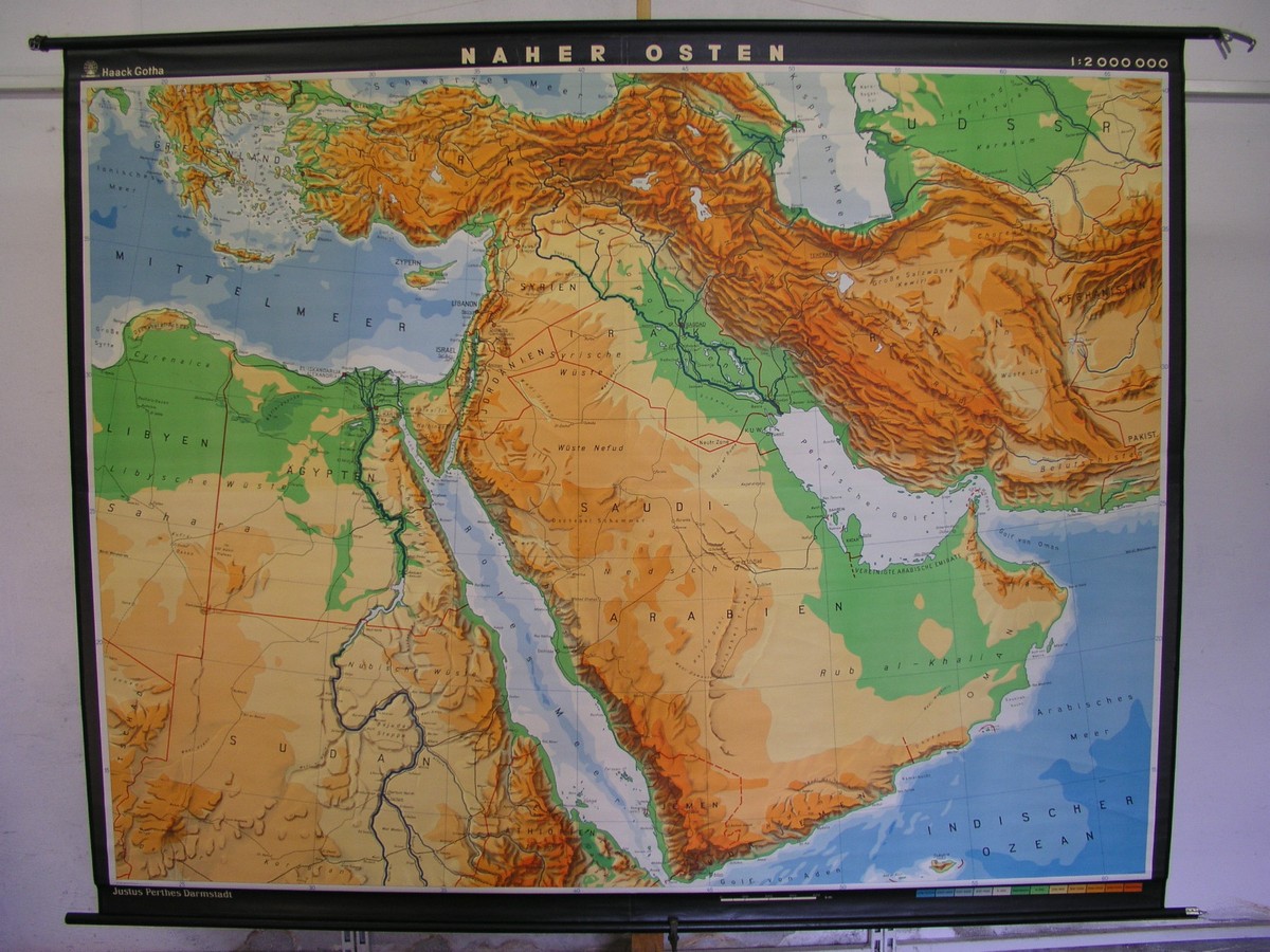 Physische Karte Des Nahen Ostens Mit Legende